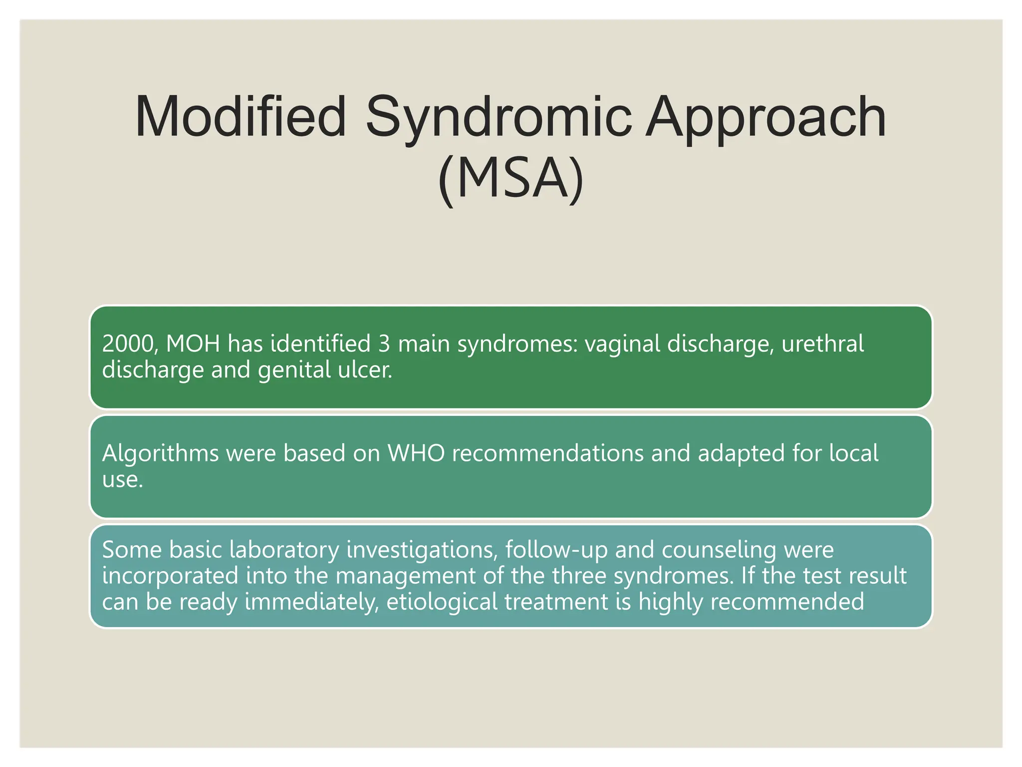 MODIFIED SYNDROMIC APPROACH SEXUALLY TRANSMITTED DISEASE | PPT