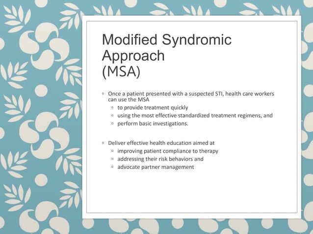 MODIFIED SYNDROMIC APPROACH SEXUALLY TRANSMITTED DISEASE | PPT