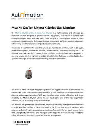 Msa Xe Ox Tox Ultima X Series Gas Monitor | PDF