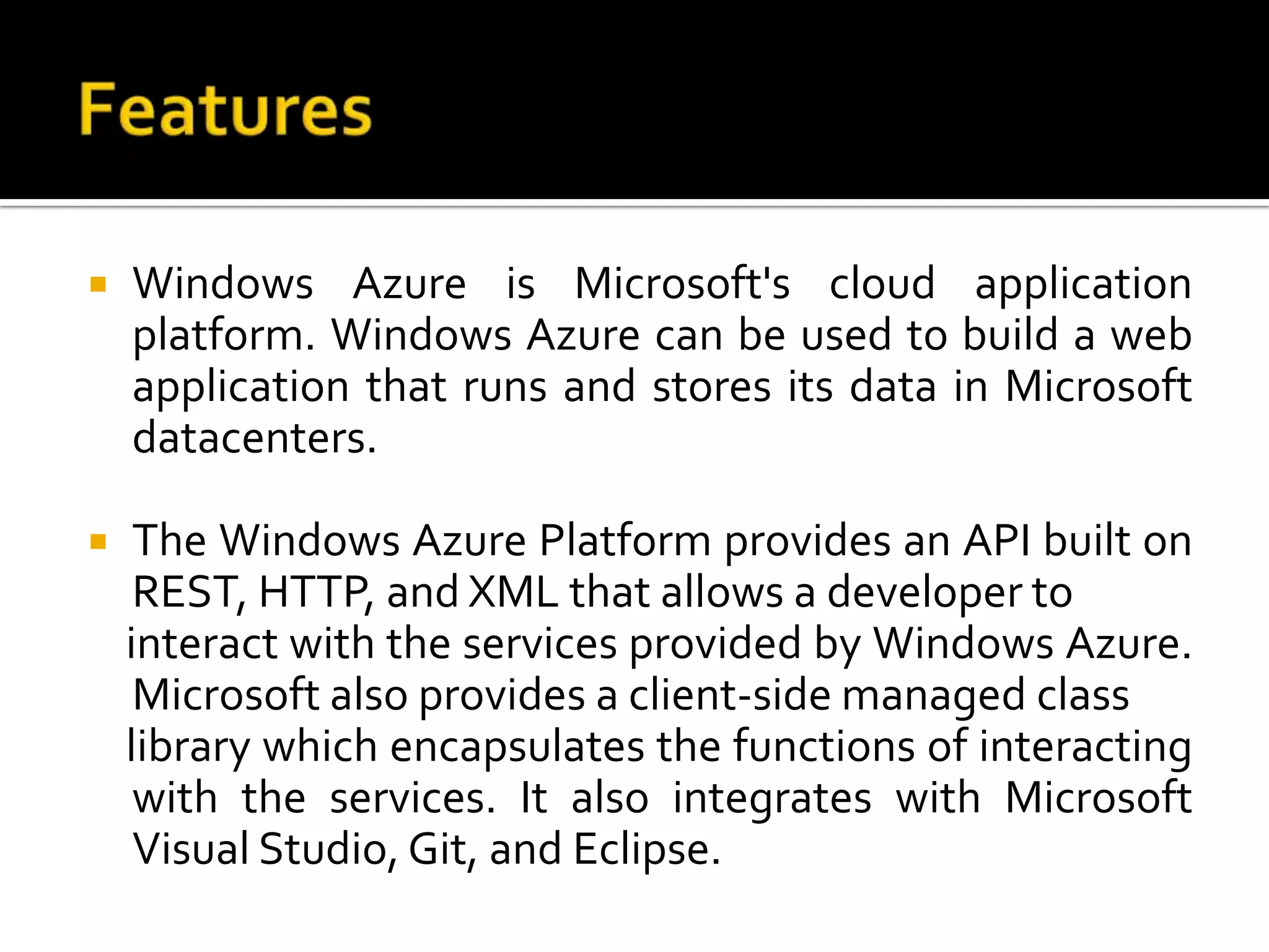 Ms azure cloud computing service | PPTX