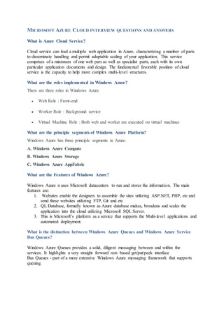 Ms azure interview Questions and answer | PDF