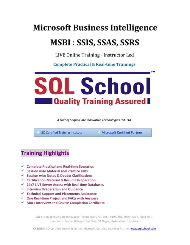 MSBI(SSIS,SSAS,SSRS) LIVE SESSION | PDF | Databases | Computer Software and Applications