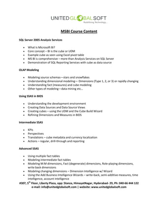 Msbi course content | PDF