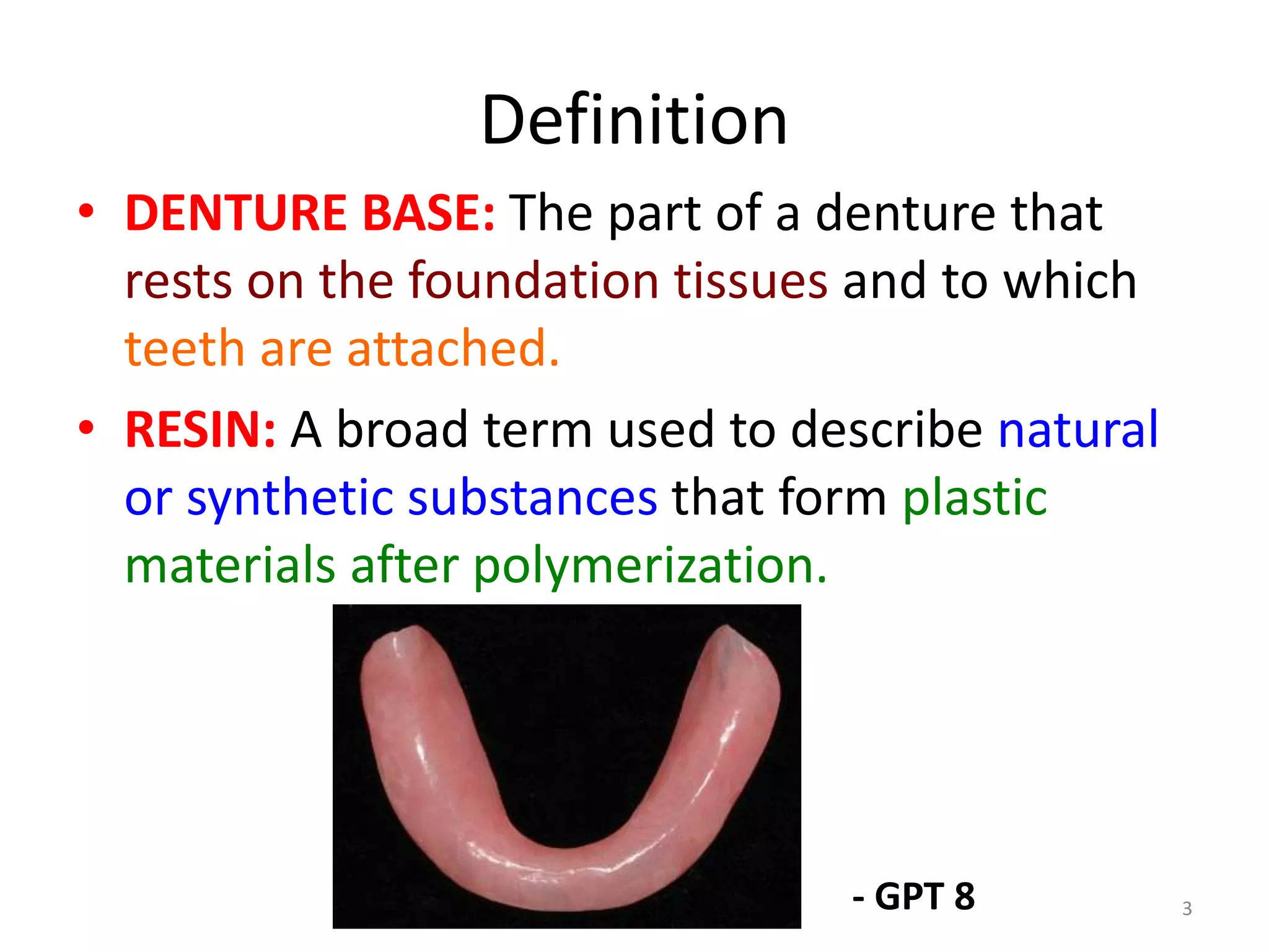 Denture Base Resin | PPTX | Oral care | Personal Care