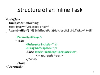 Ms build – inline task | PPT | Programming Languages | Computing