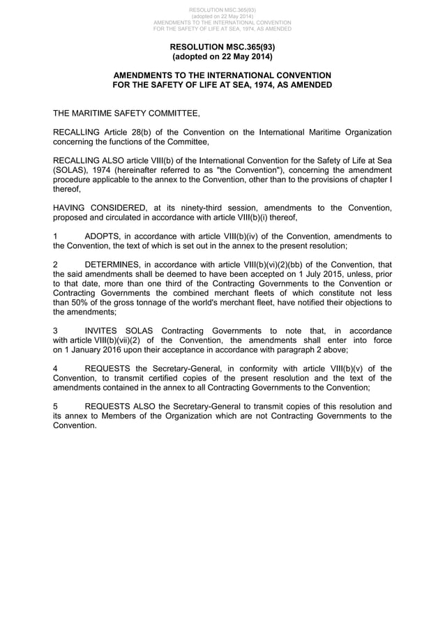 MSC.365(93) amendments for chp ii-1 and ii-2 of solas | PDF
