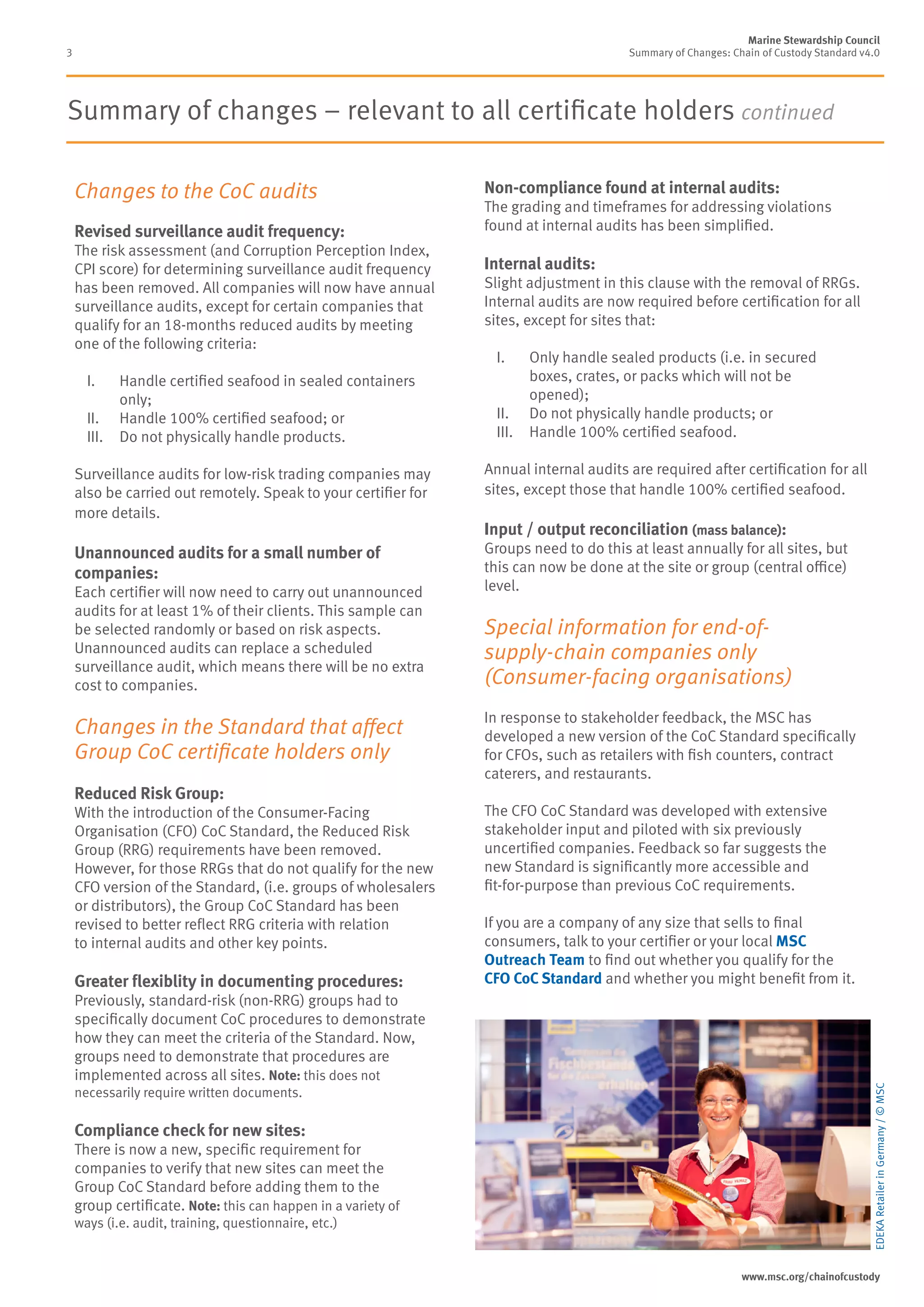 MSC Chain of Custody Standard v2.0 Summary of changes (2015) | PDF