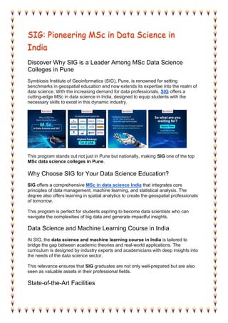SIG: Pioneering MSc in Data Science in India | PDF