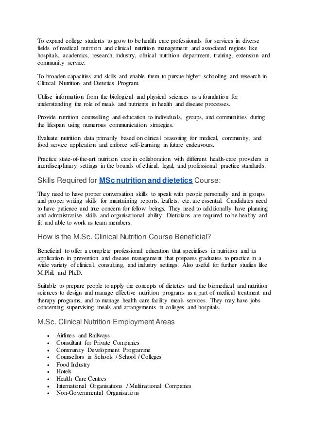 MSc in Nutrition and Dietetics - An Introduction To The Unique Program ...