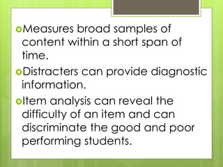 Multiple choice test items | PPTX