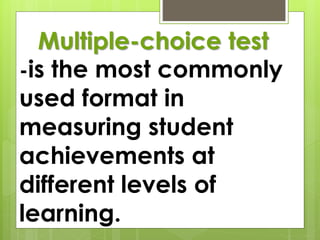 Multiple choice test items | PPTX