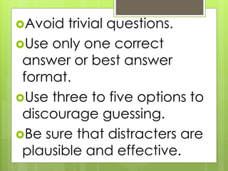 Multiple choice test items | PPTX