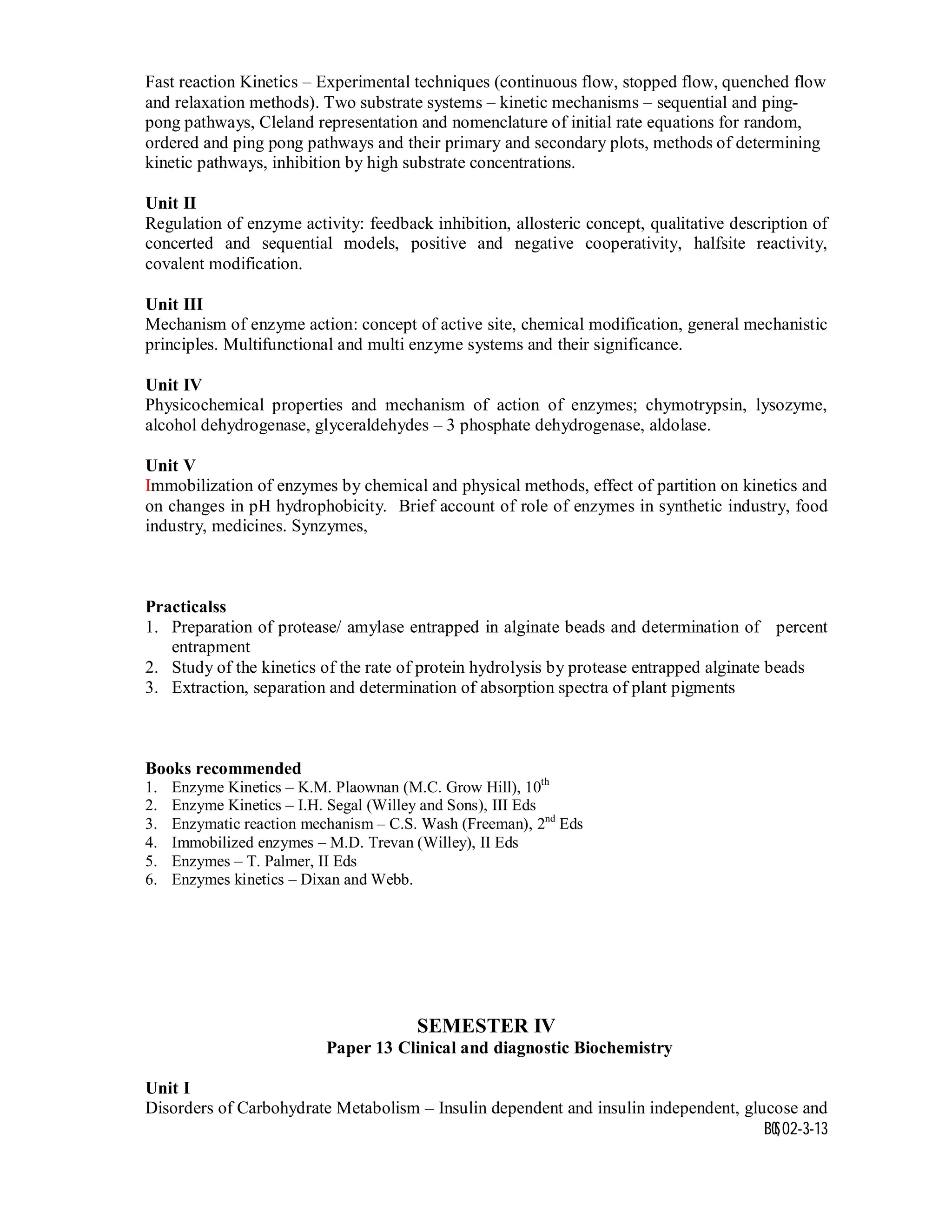 M Sc Biochemistry syllabus | PDF