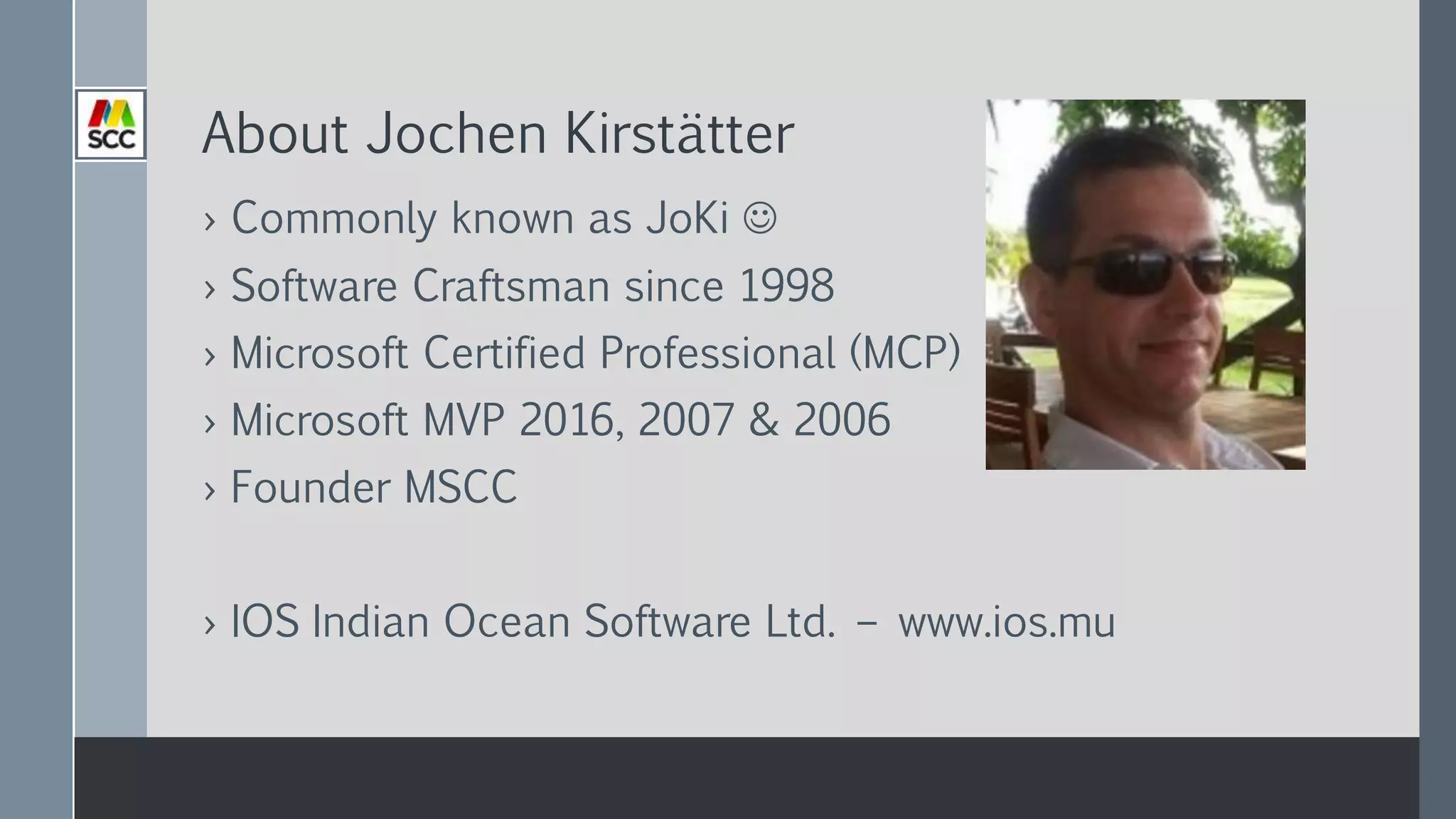 Mauritius Software Craftsmanship Community - DevCon 2016 | PPTX