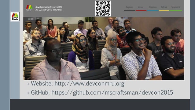 Mauritius Software Craftsmanship Community - DevCon 2016 | PPTX | Computing | Technology & Computing