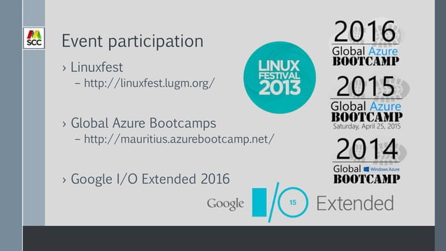 Mauritius Software Craftsmanship Community - DevCon 2016 | PPTX | Computing | Technology & Computing