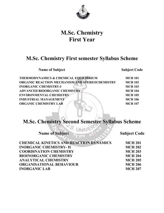 msc chemistry syllabus.pdf useful for Msc students | PDF