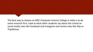 MSc Computer Science Colleges In India | PPTX | Education industry ...
