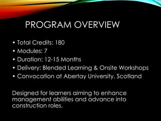 MSc Construction Project Management Program | PPTX