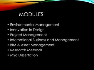 MSc Construction Project Management Program | PPTX