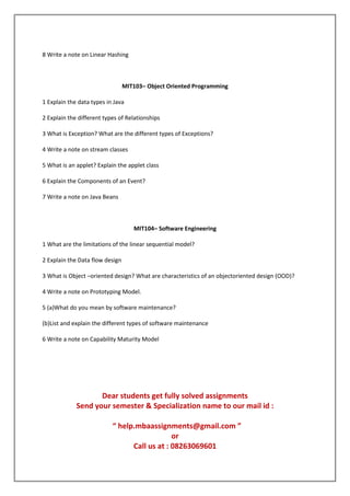 SMU MSC IT FALL/ SUMMER - 2013 SOLVED ASSIGNMENTS | PDF