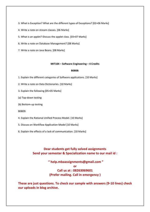 SMU MSC IT FALL/ SUMMER - 2013 SOLVED ASSIGNMENTS | PDF