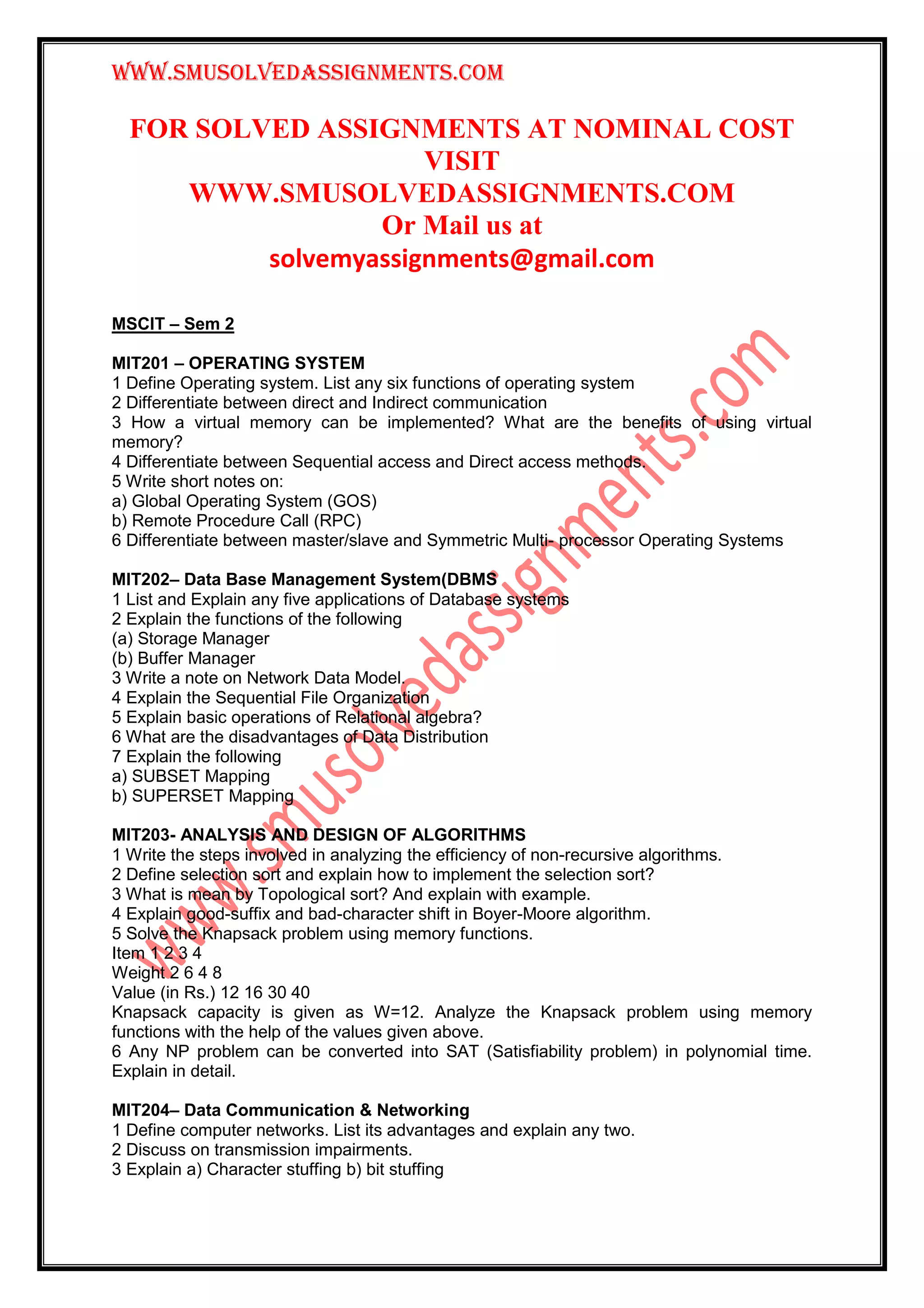 Mscit spring assignments | PDF