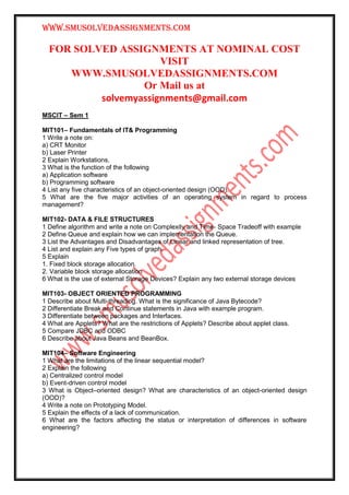 Mscit spring assignments | PDF