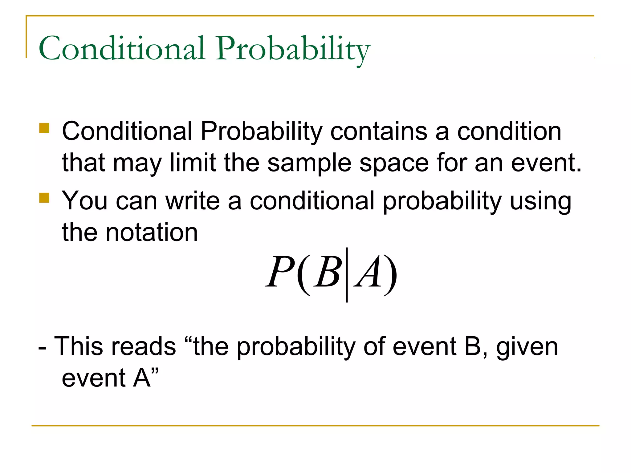 Math Studies conditional probability | PPT
