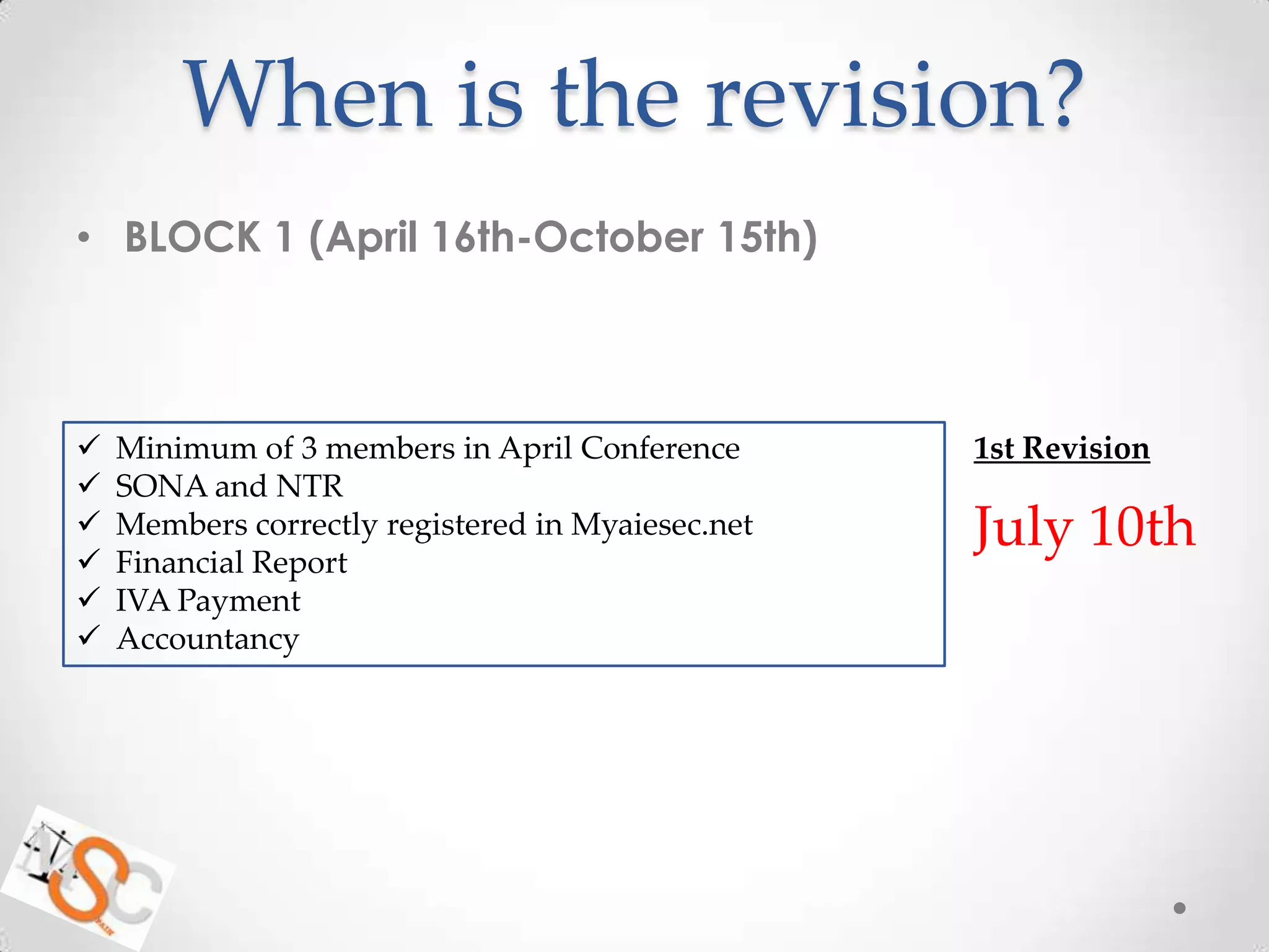 MSC Revision DATES | PPT