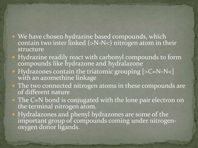 synthesis and characterization of hydrazone ligand and their metal ...