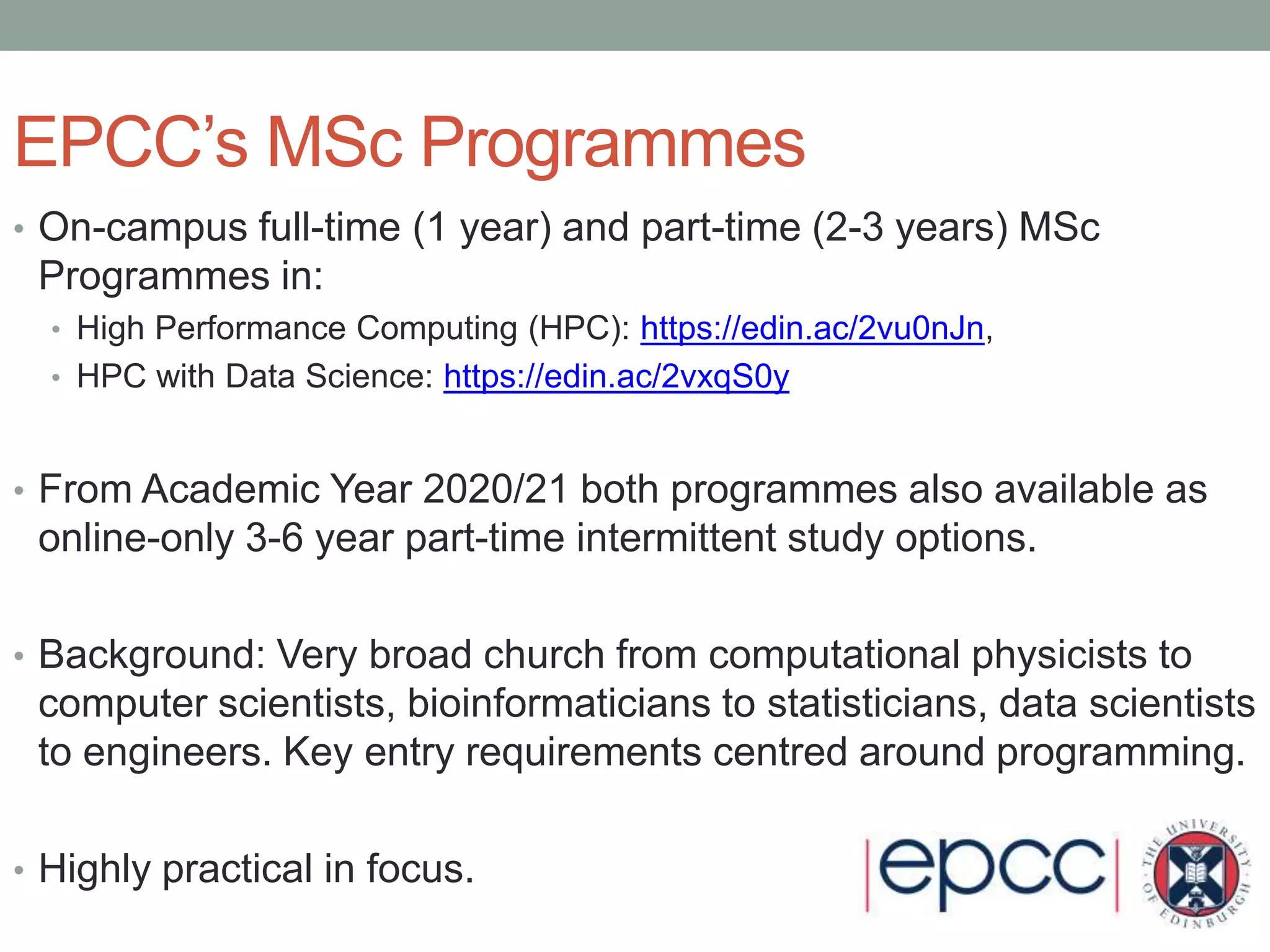 EPCC MSc industry projects | PPT