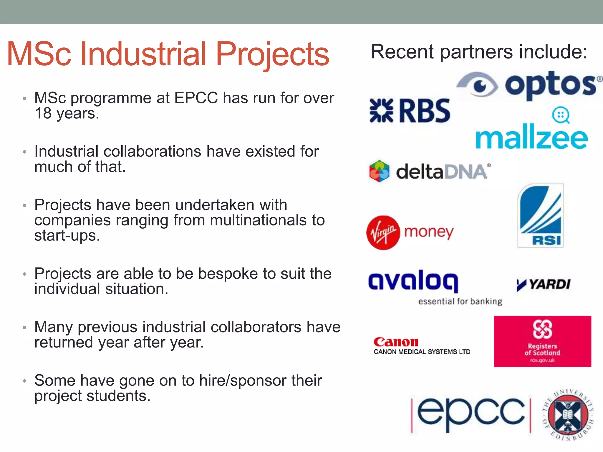 EPCC MSc industry projects | PPT