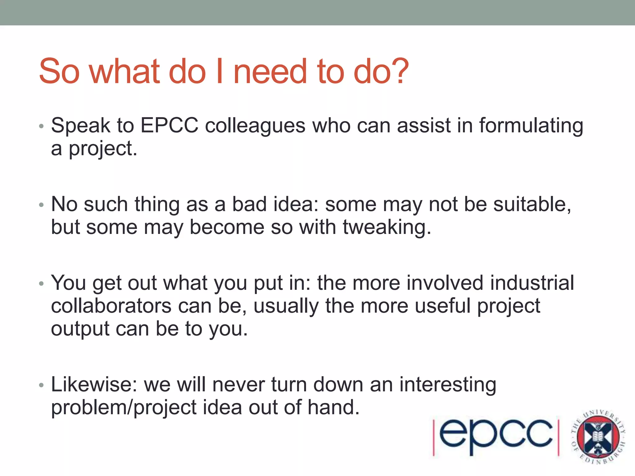 EPCC MSc industry projects | PPT