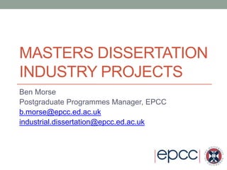 EPCC MSc industry projects | PPT