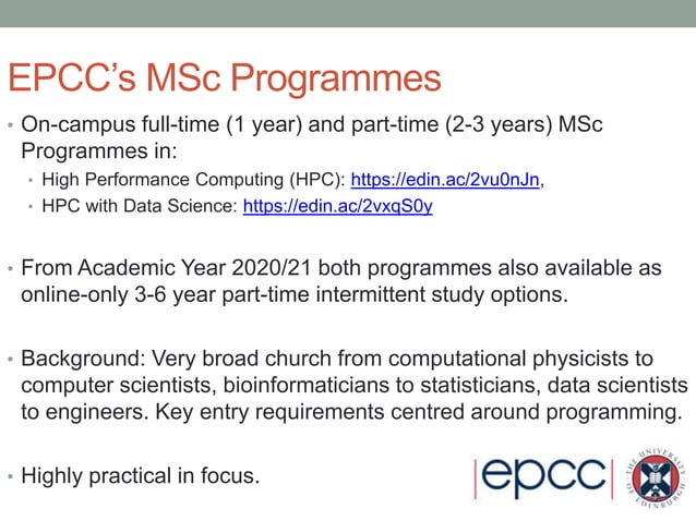 EPCC MSc industry projects | PPT