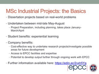 EPCC MSc industry projects | PPTX