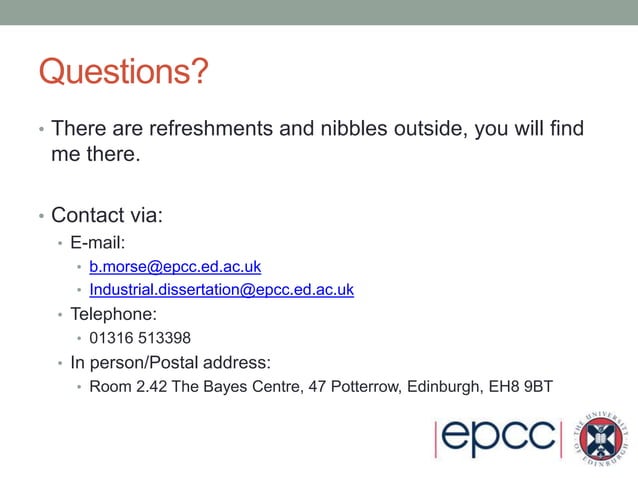 EPCC MSc industry projects | PPT