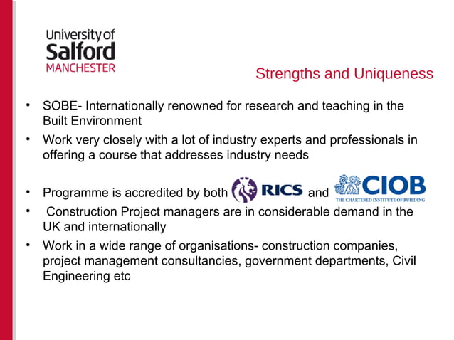 MSc Project Management in Construction | PPT