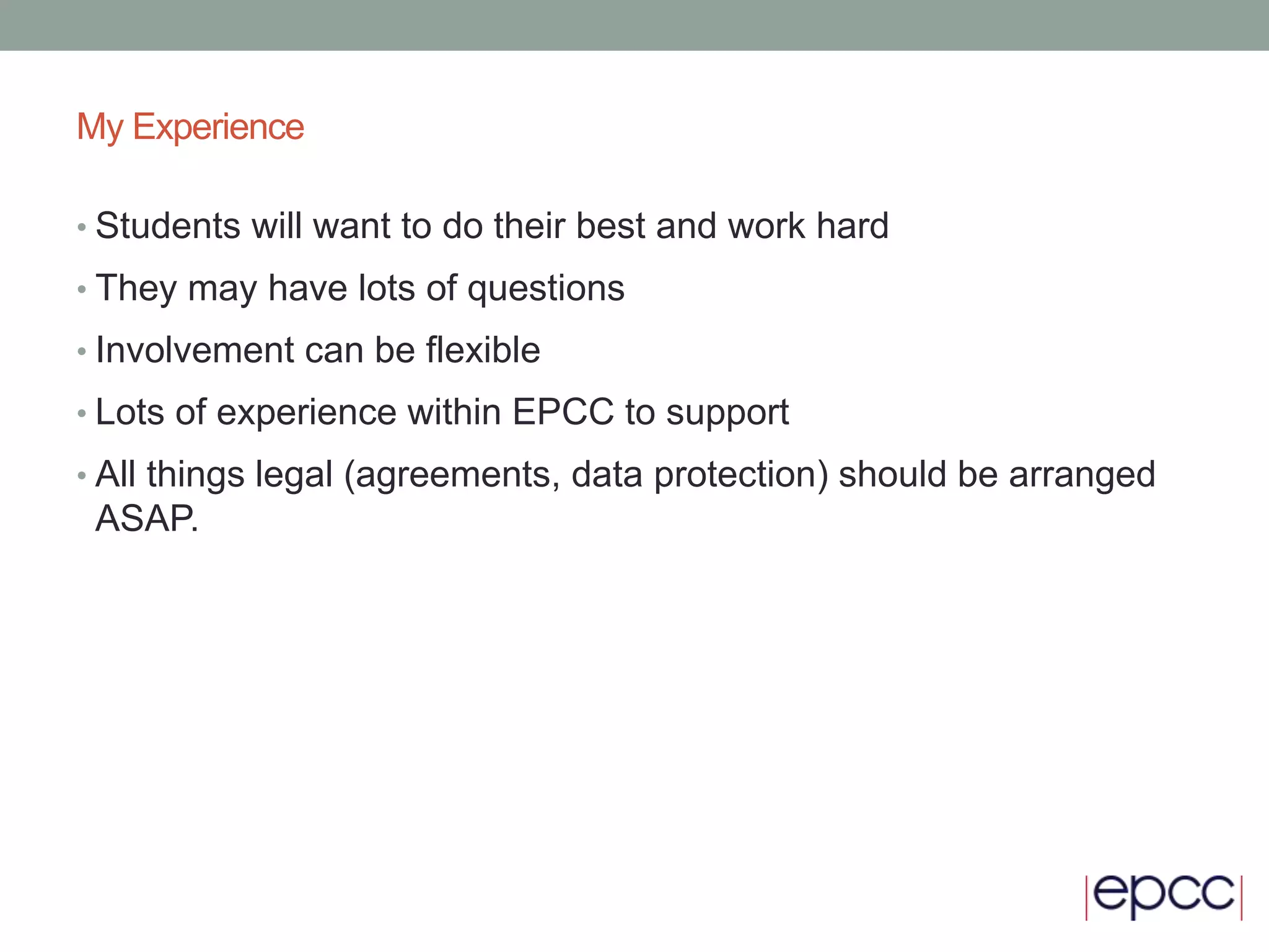 EPCC MSc industry projects | PPTX