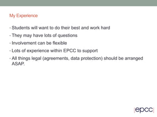 EPCC MSc industry projects | PPTX