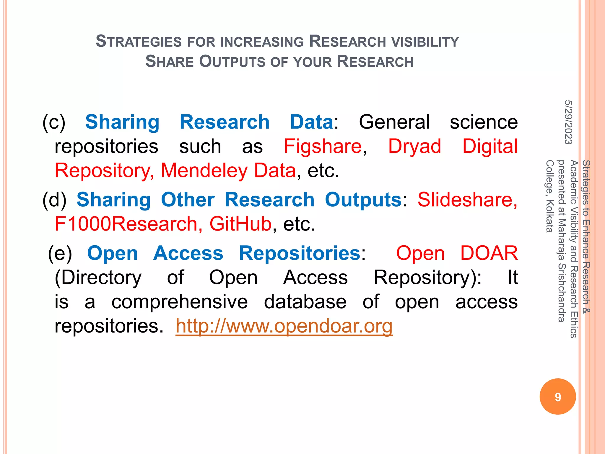 Strategies to Enhance Research and Academic Visibility | PPT