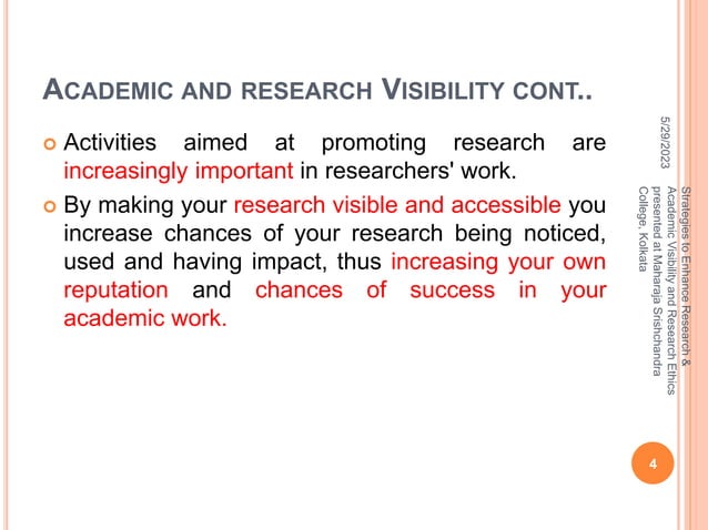 Strategies to Enhance Research and Academic Visibility | PPT