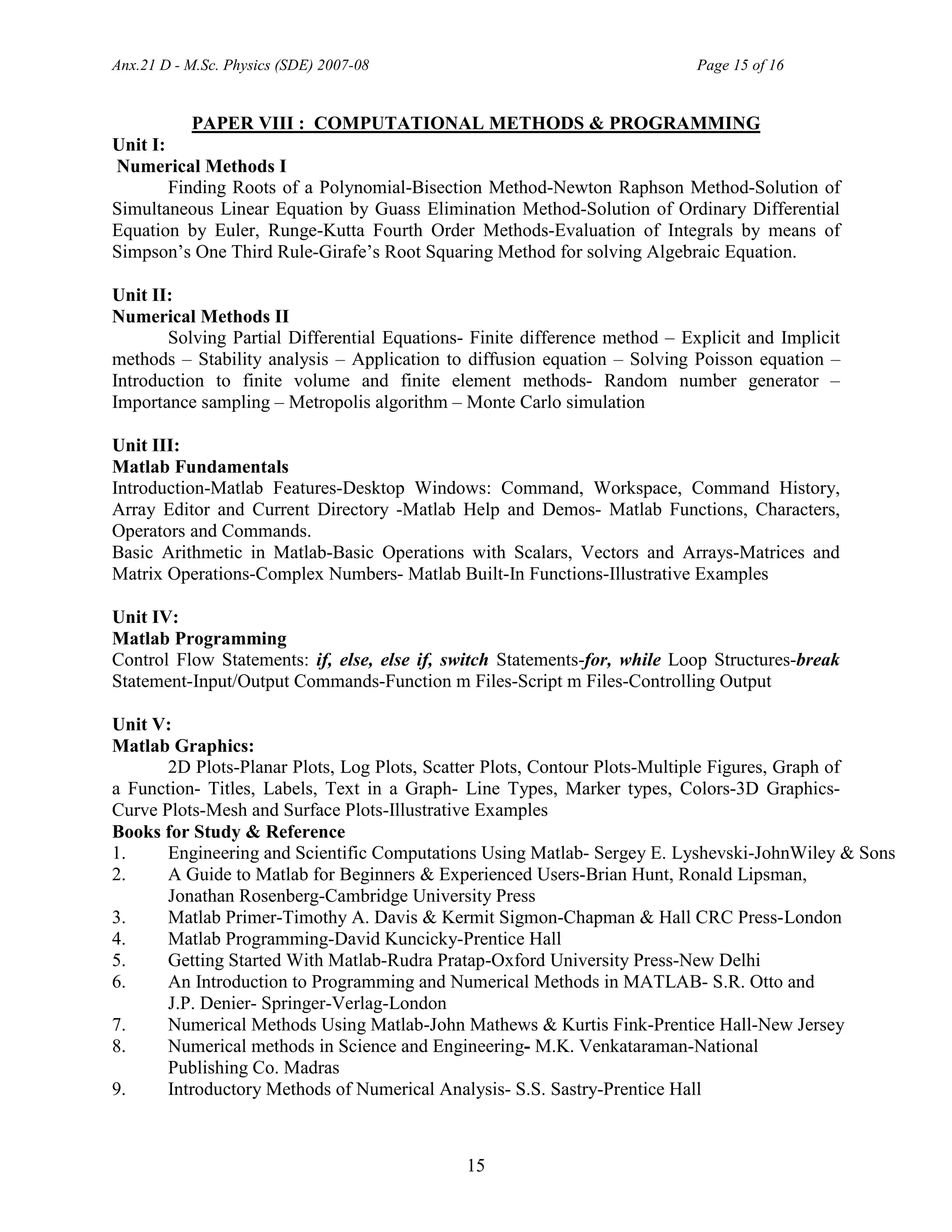 Msc syllabus Bharathiar university | PDF