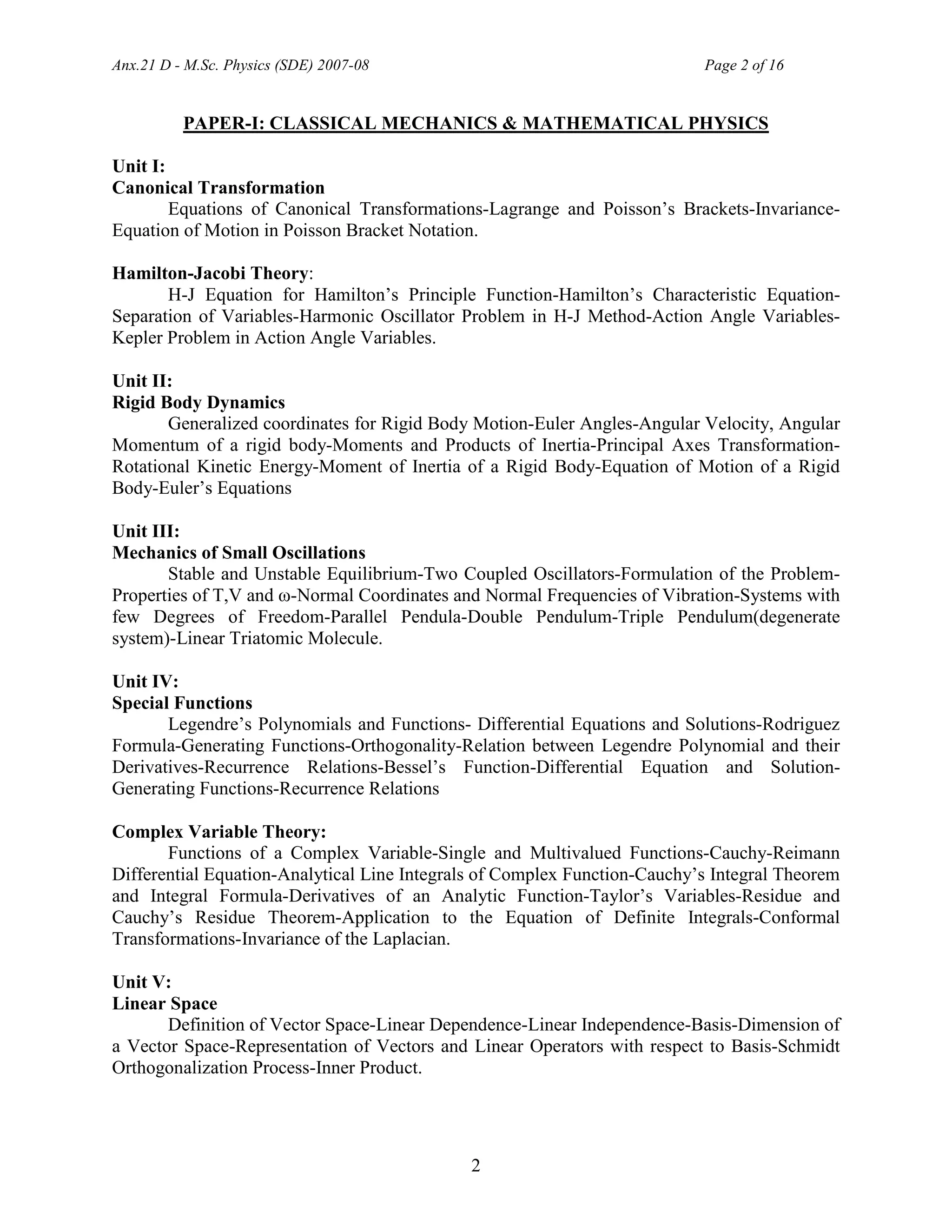 Msc syllabus Bharathiar university | PDF