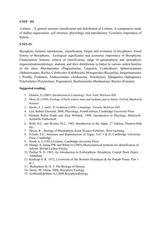 Allahabad State University M.Sc syllabus 2022 | PDF