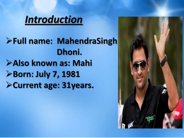 M.S.Dhoni | PPTX | Cricket | Sports