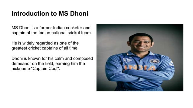 presentation on Mahendra Singh Dhoni (THALA) | PPT