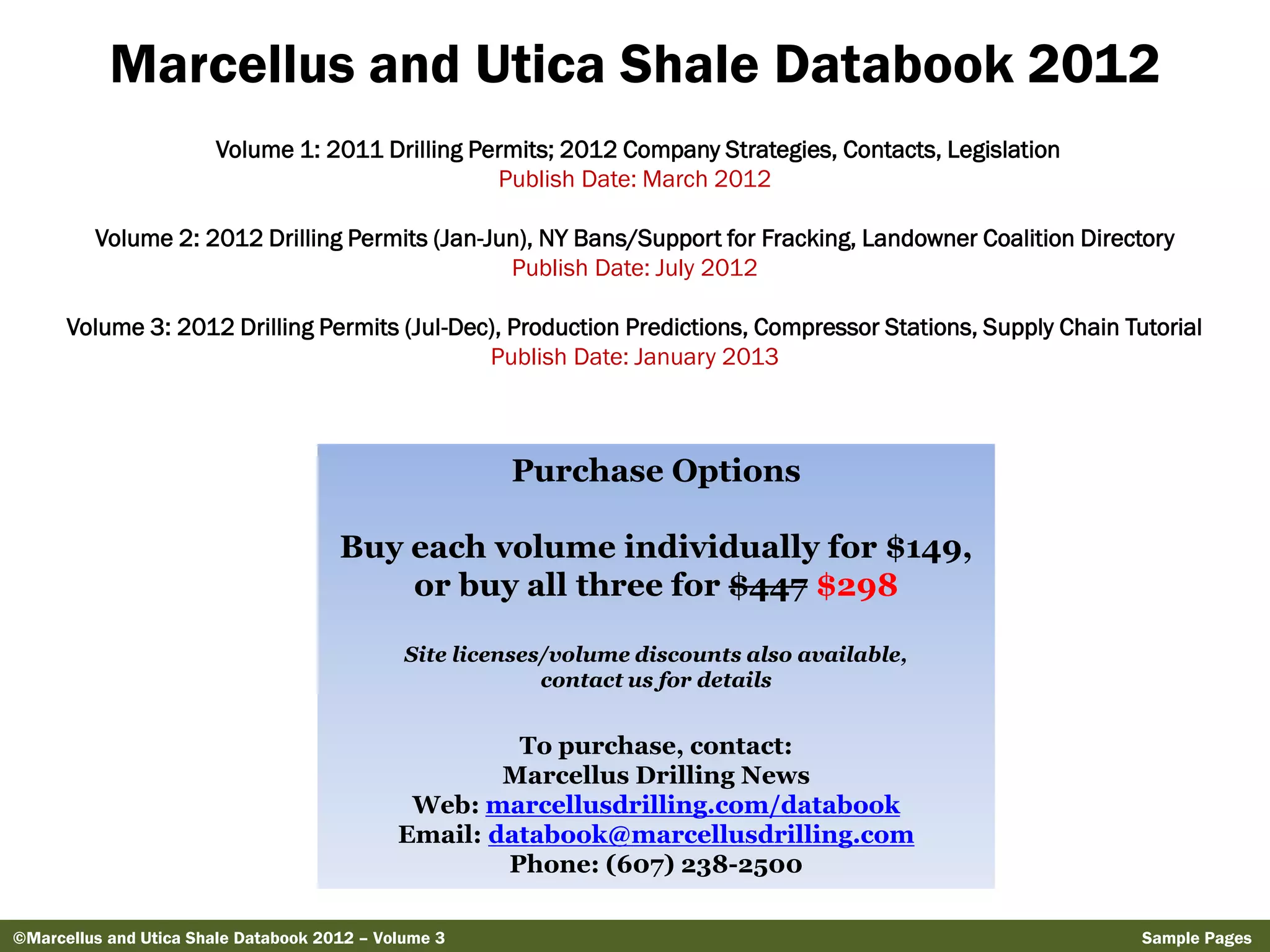 Marcellus and Utica Shale Databook 2012 - Sample Pages for Vol. 3 | PDF ...