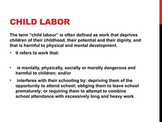 MSD 2 Child labour. The effects of child labour | PPT